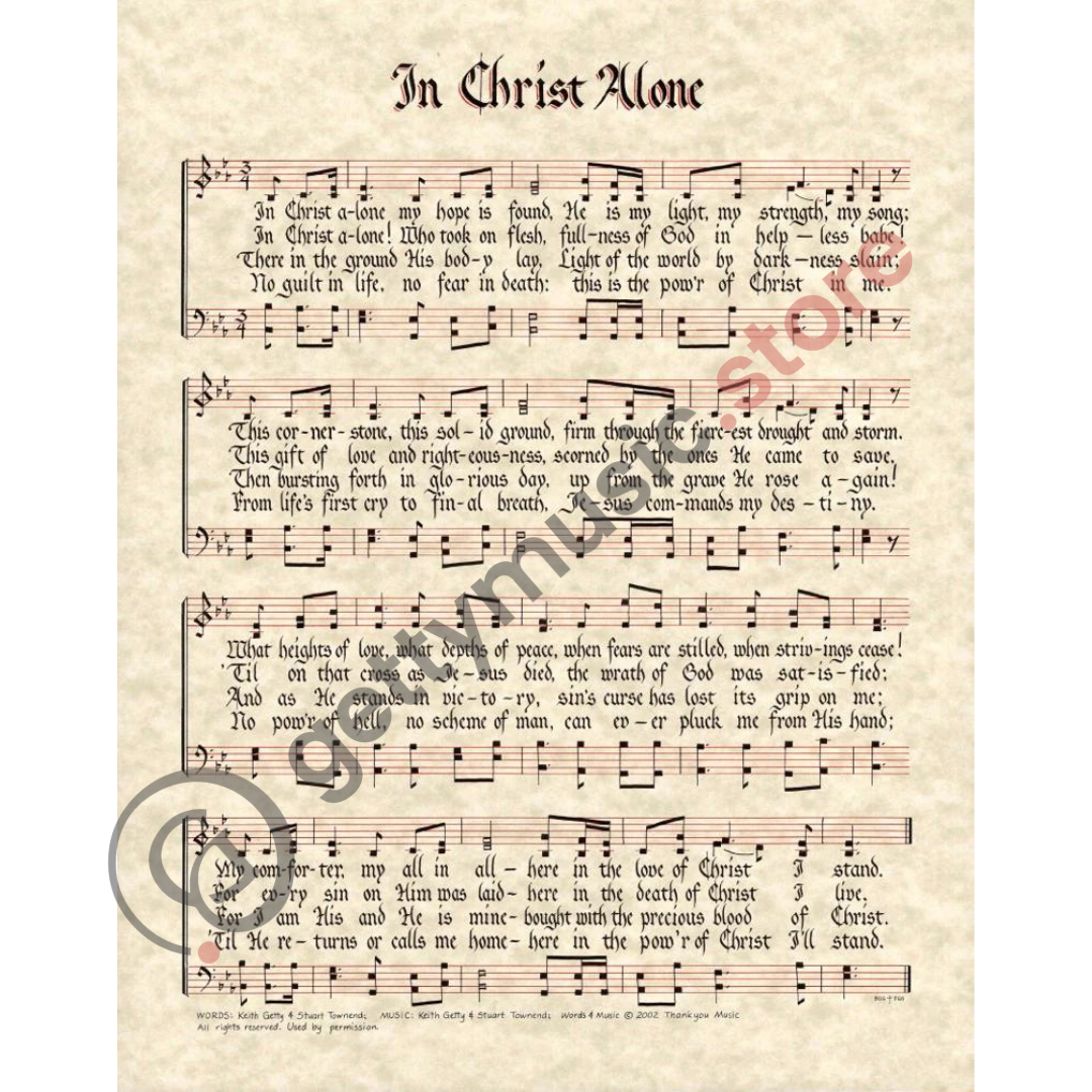 In Christ Alone - Frameable Hymn Setting in Calligraphy